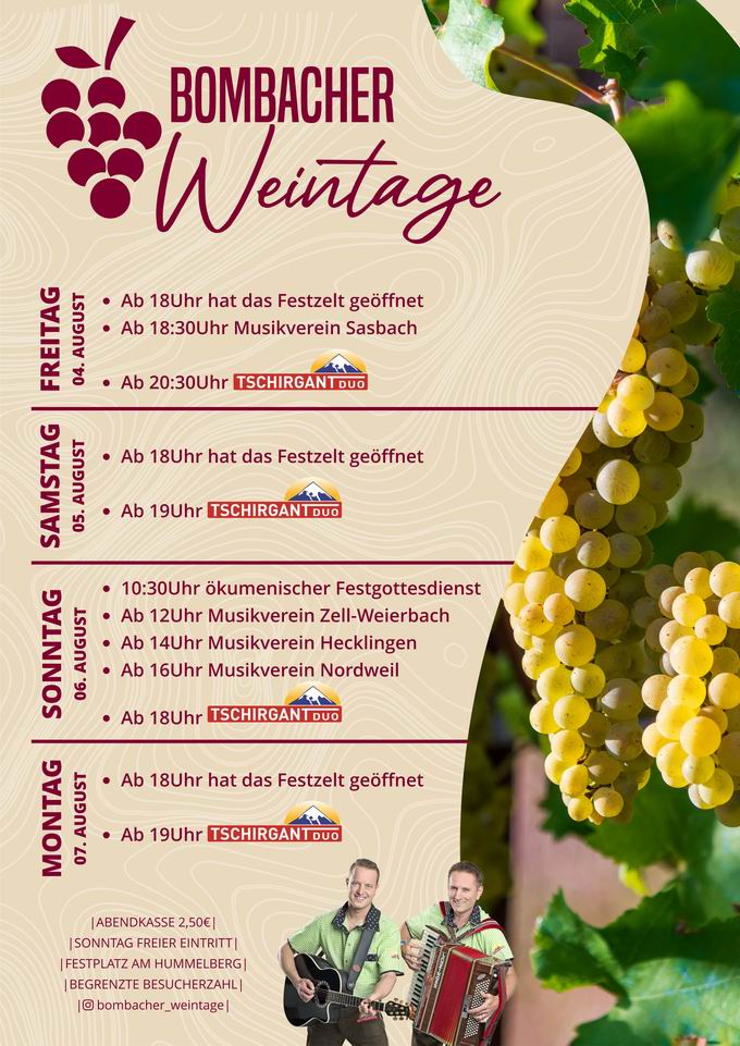 Weinfest Bombach 2023 | Termin | Bombach